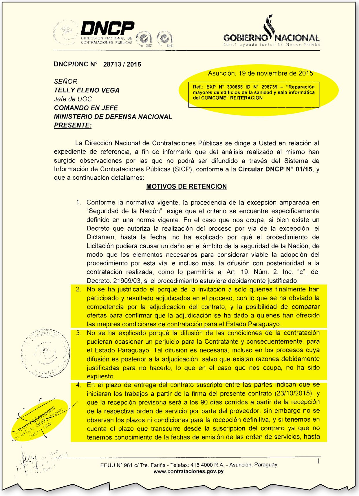 DNCP objetó compras vía excepción en FF.MM., pero igual habilitó procedimiento - Política - ABC ...