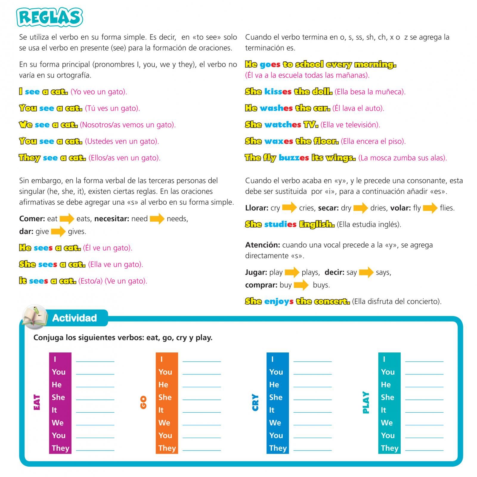 Present simple tense Affirmative form - Escolar - ABC Color