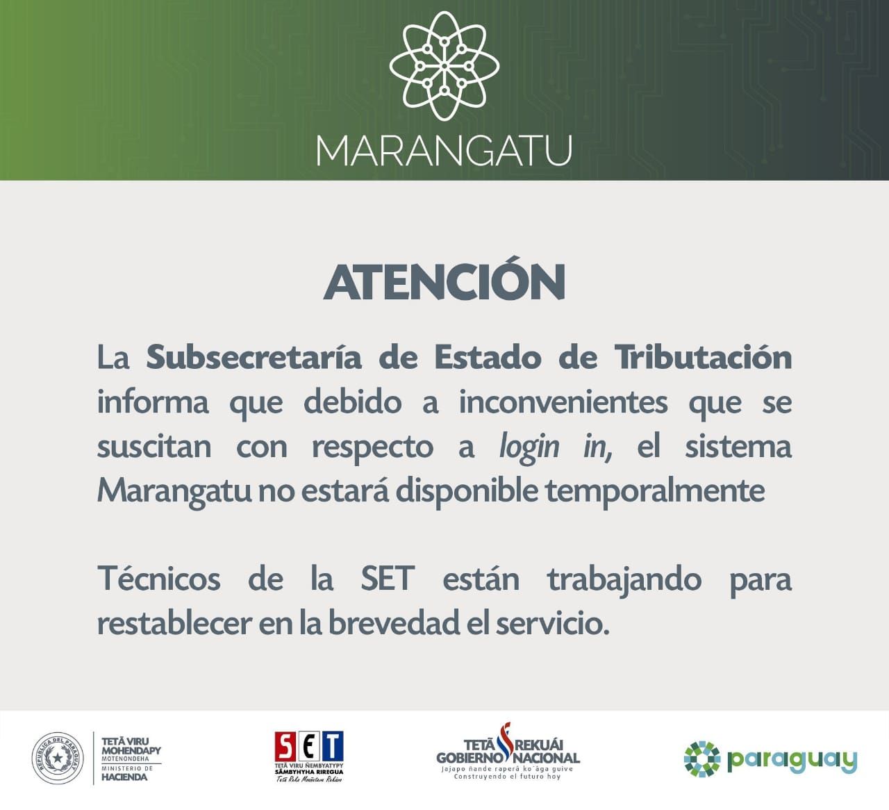 Marangatu 2.0, otra vez con problemas - Nacionales - ABC Color