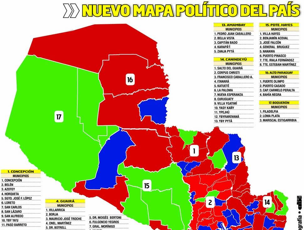 Nuevo mapa Político del País - Infografías - ABC Color